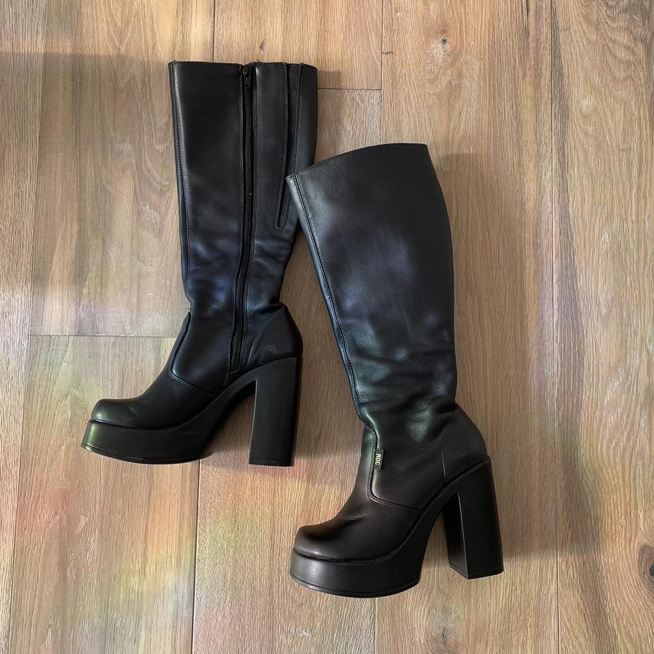 ROC Nebraska boots knee high platform size... - Depop