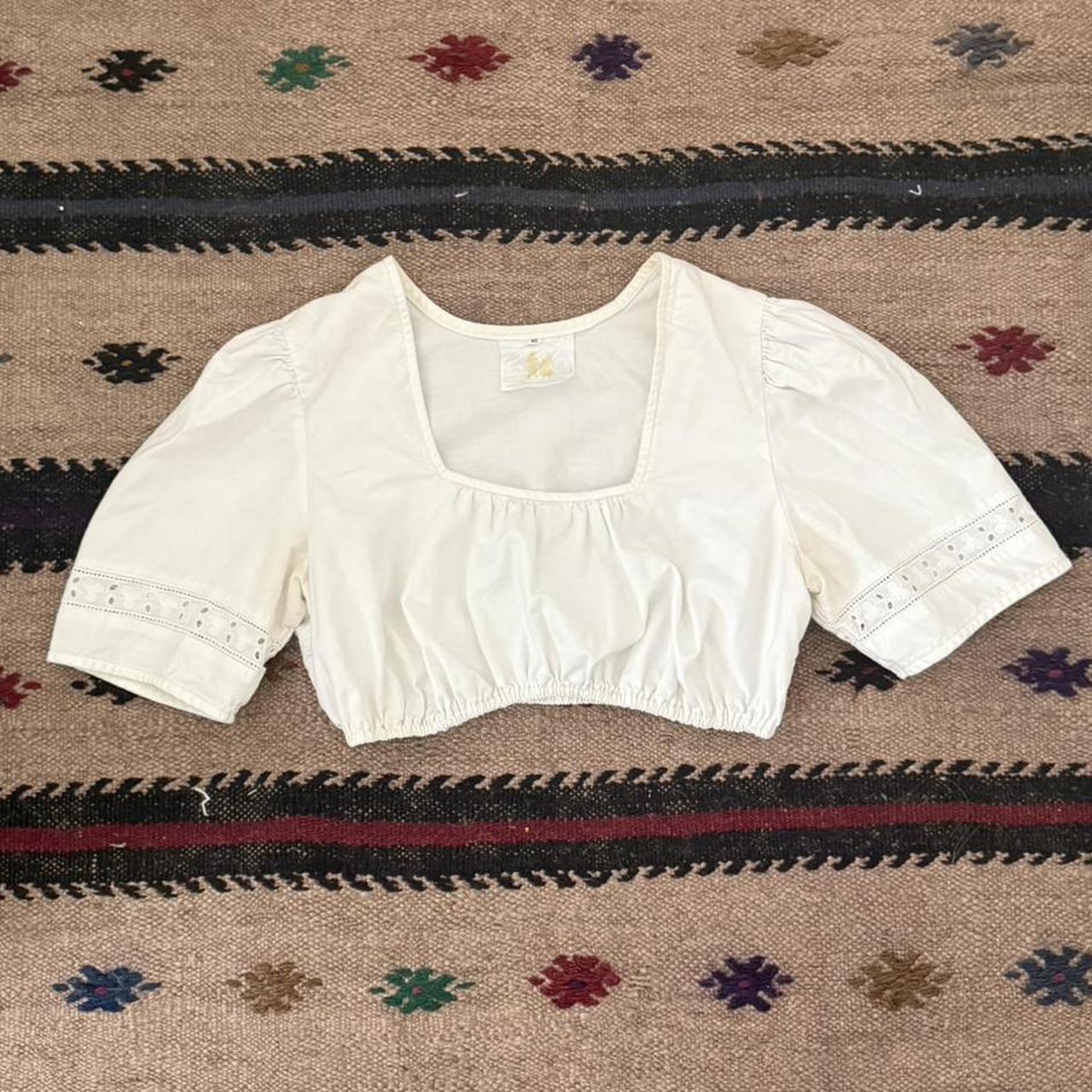 White vintage cropped top has been... | Depop