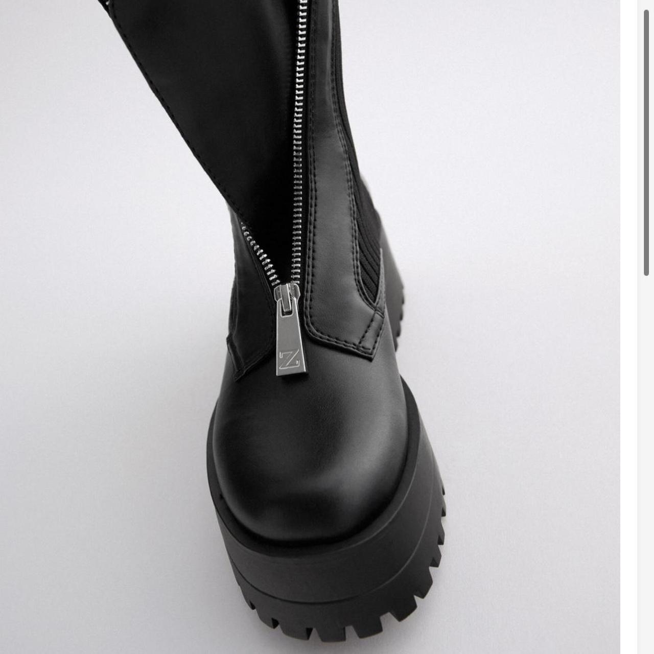 ZARA FLAT SOCK ANKLE BOOTS WITH ZIP TRF, Platform... - Depop