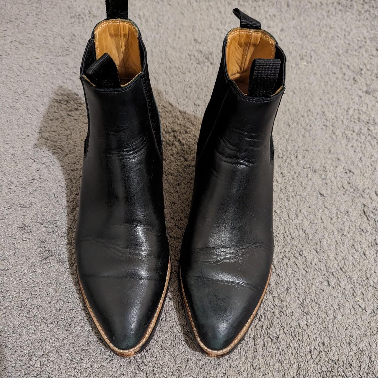 Bared woodpecker black leather flat boots Super... - Depop