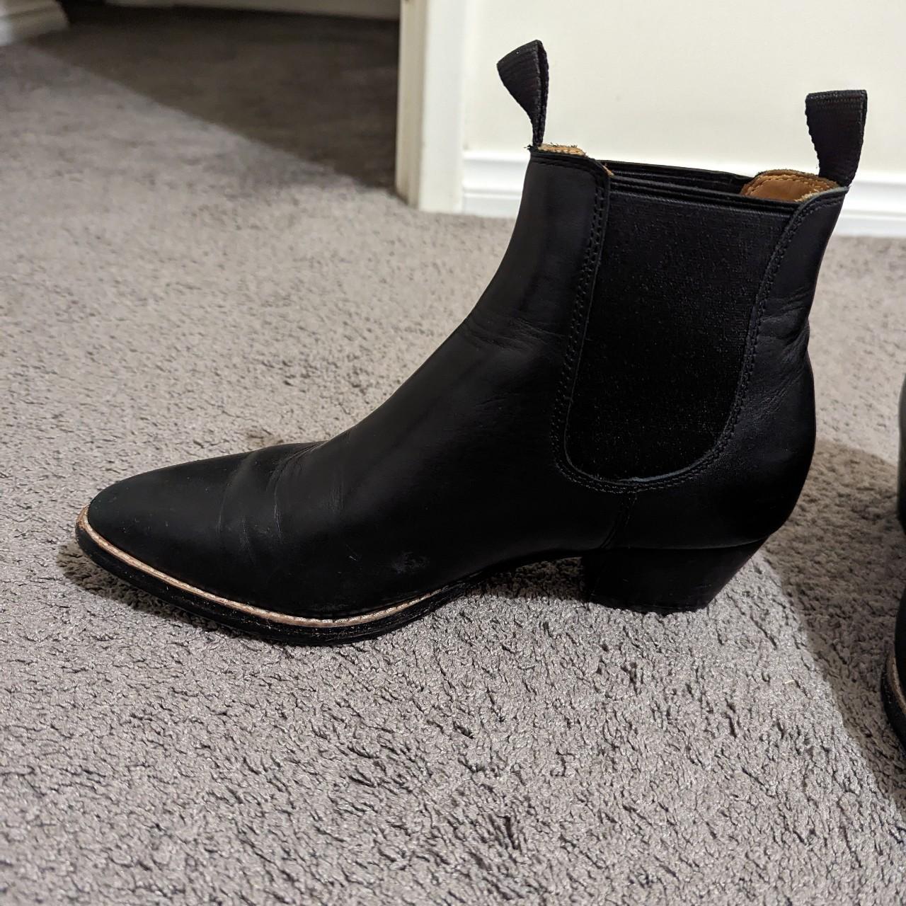 Bared woodpecker black leather flat boots Super... - Depop