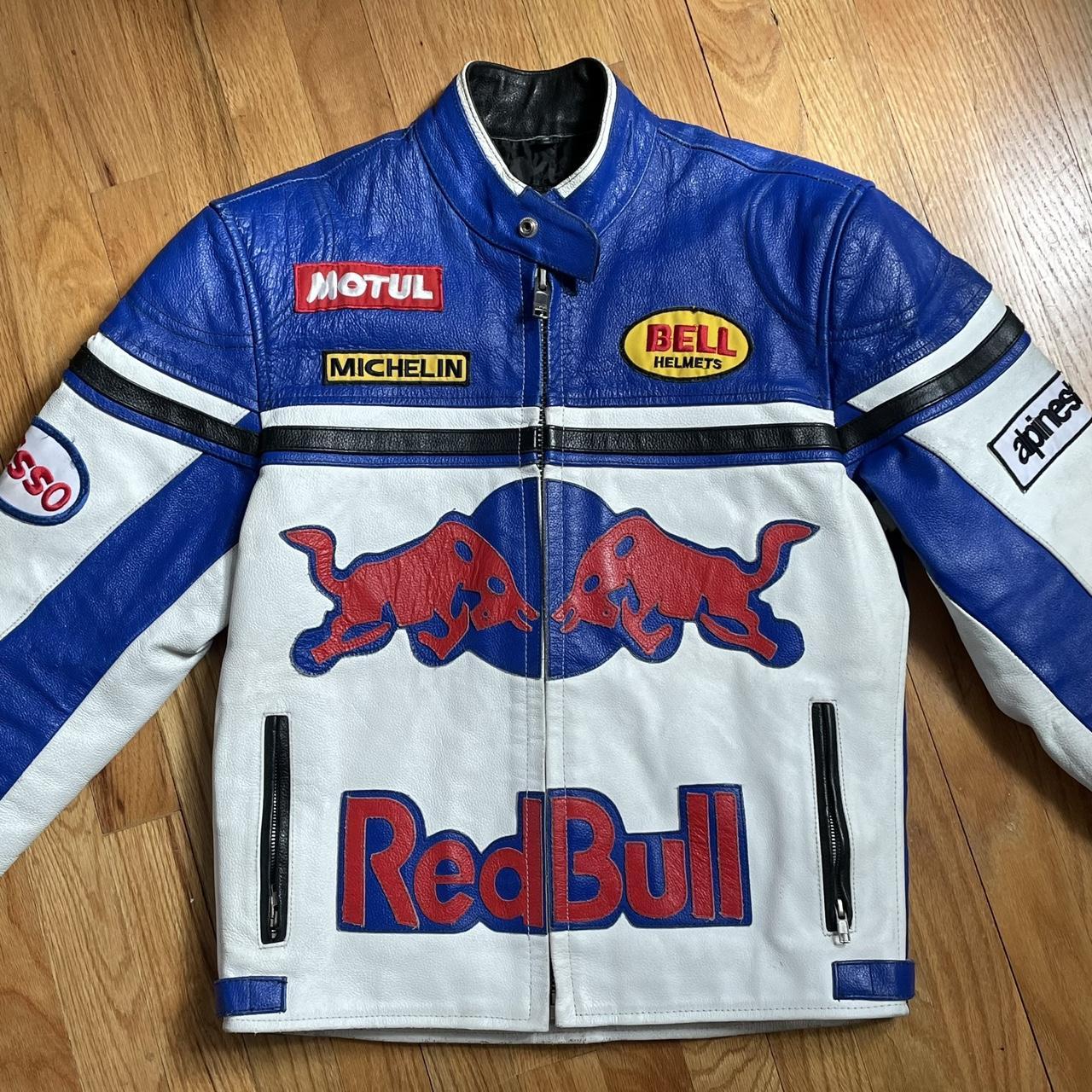 Vtg Red Bull Leather Moto Grand Prix Authentic Race... - Depop