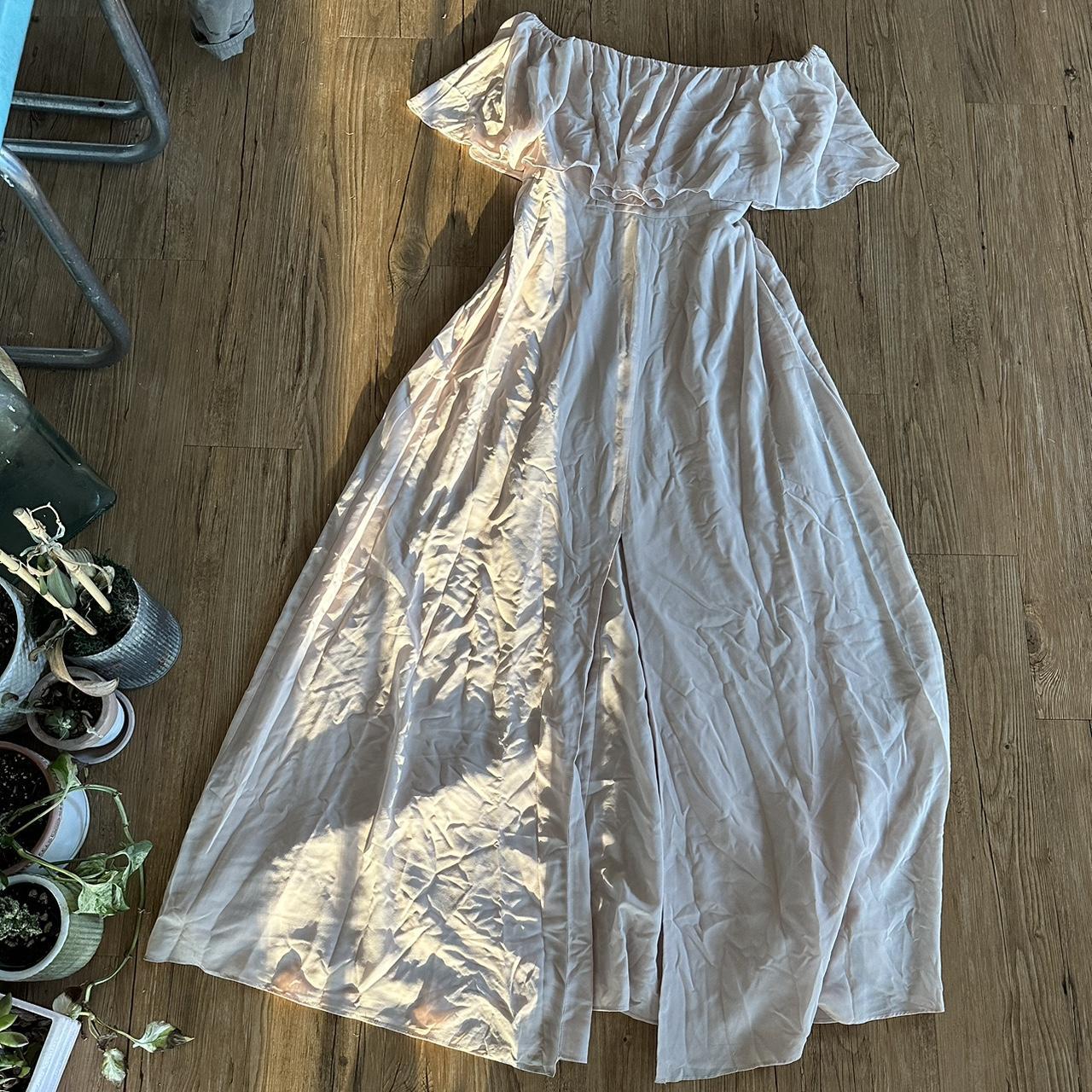 Beautiful Cream Pink elegant maxi dress, bridesmaid... - Depop