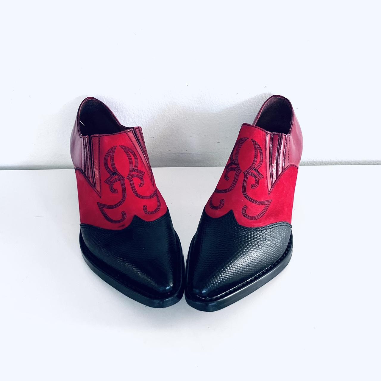 Nine West Women's Red and Black Boots | Depop