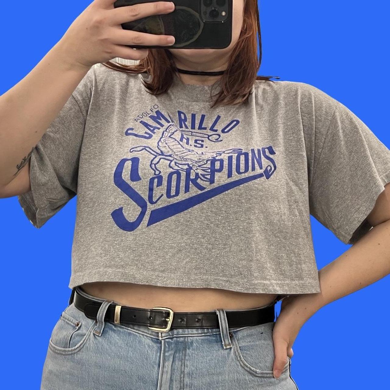 CUTE Vintage 80s Camarillo HS Scorpions Crop Top Tee... - Depop