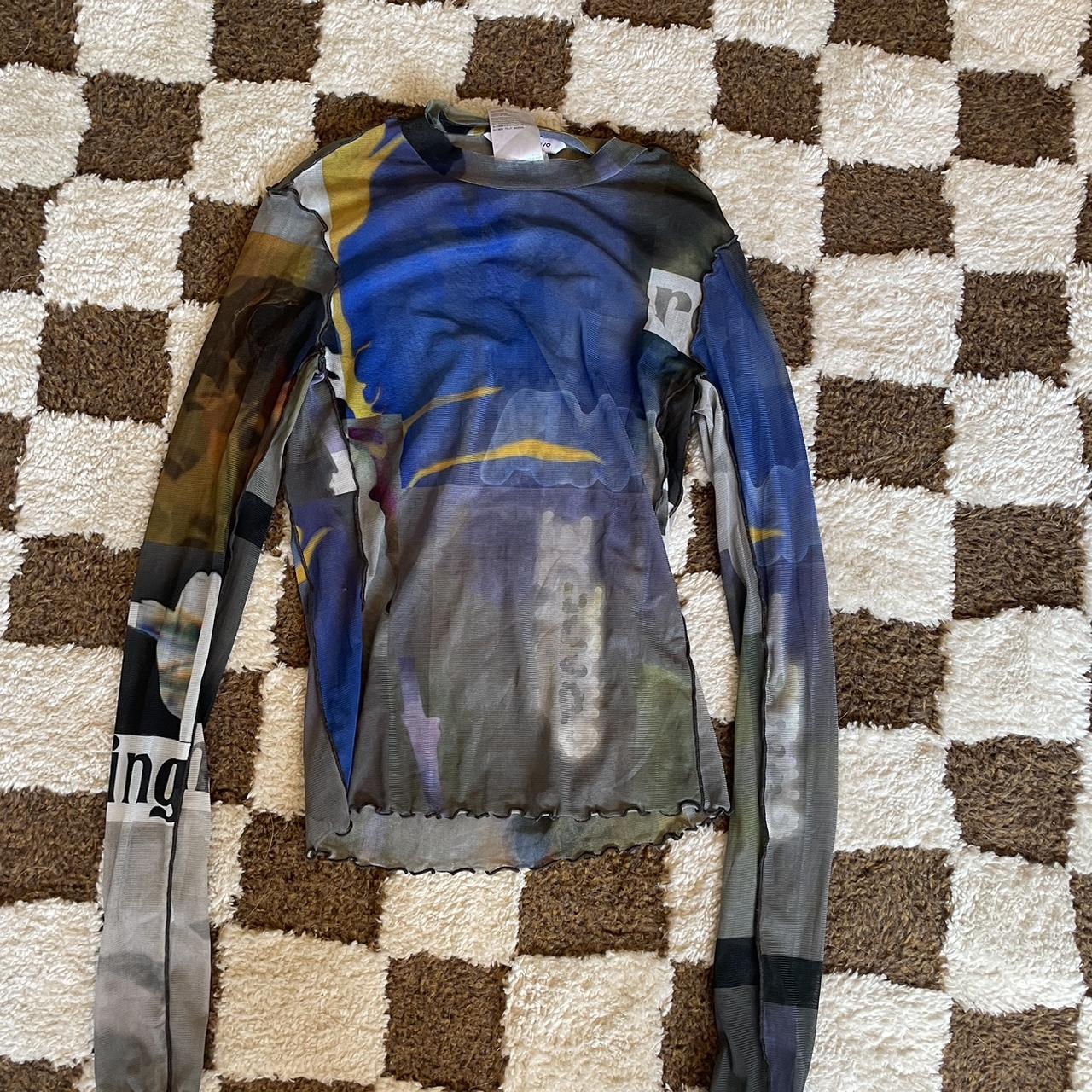 Cool funky mesh top! Only worn a few times. - Depop