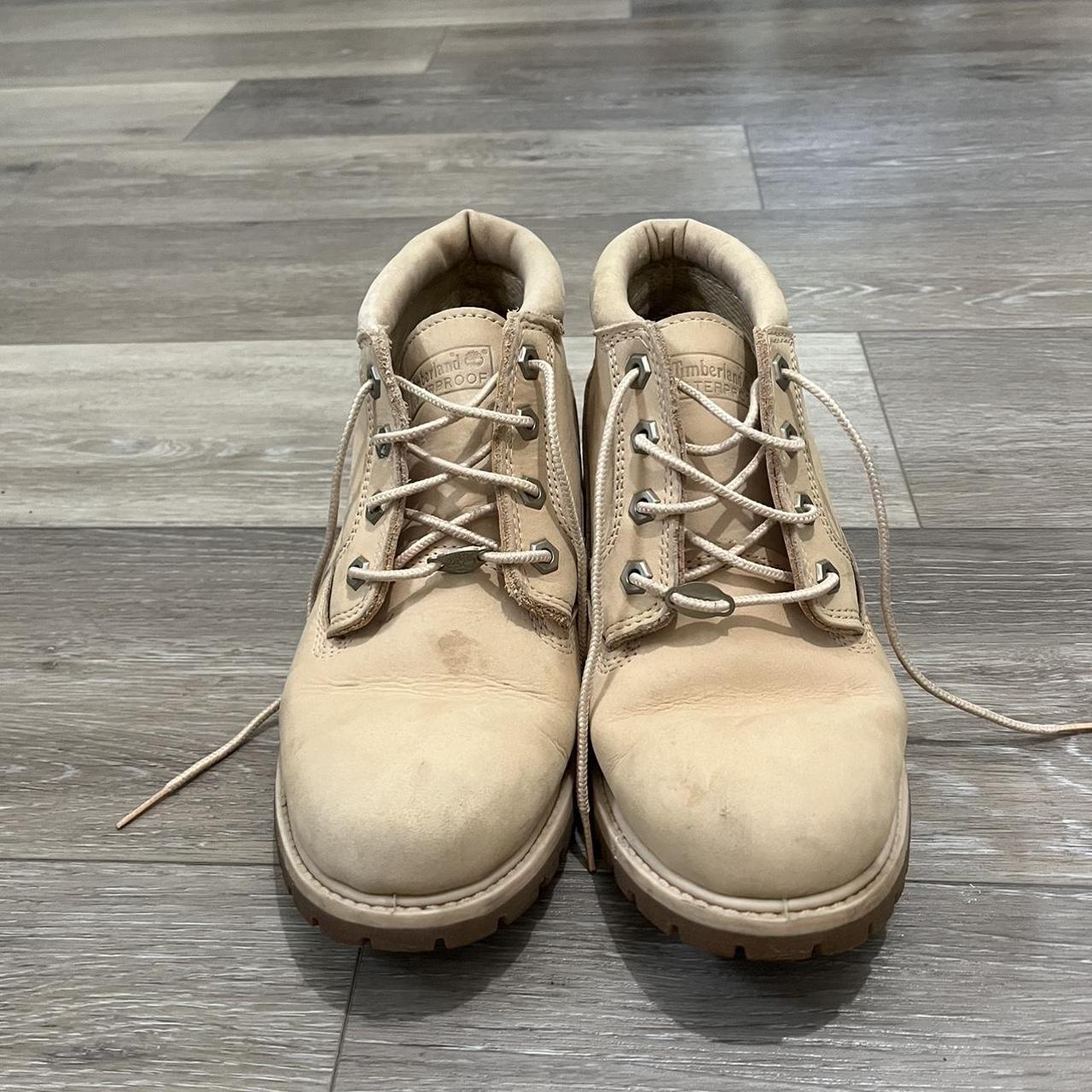 Timberland Women's Cream and Tan Boots | Depop