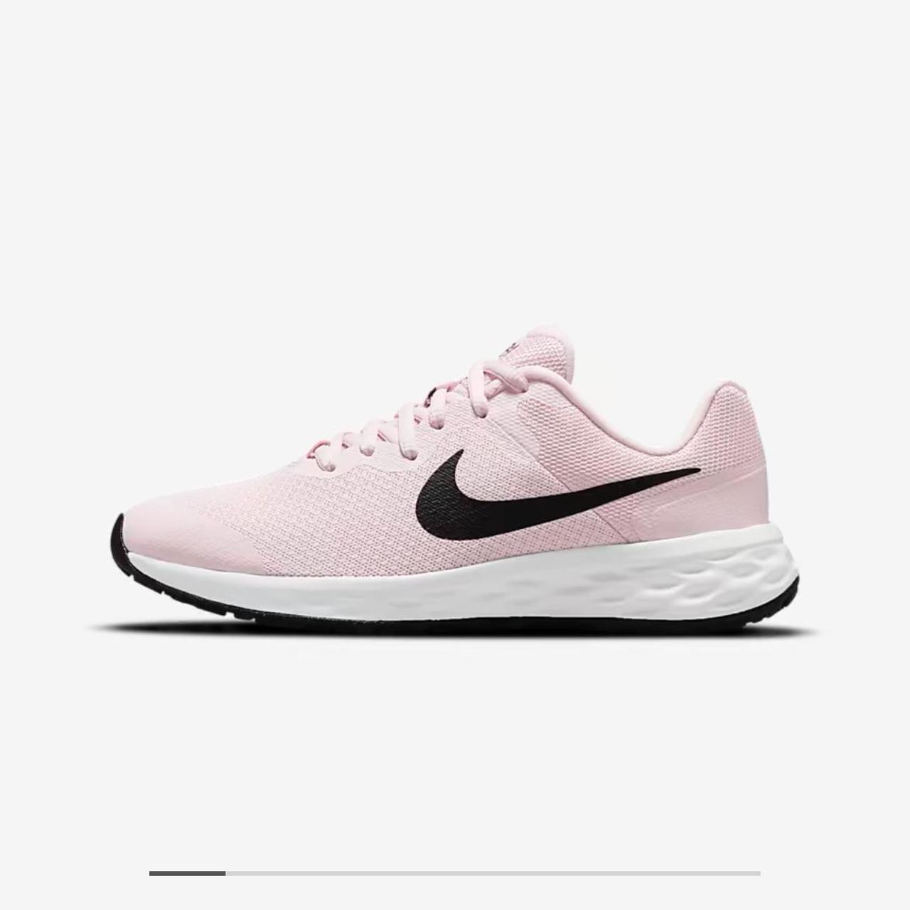 Nike revolution 6 baby pink trainers black and white... - Depop