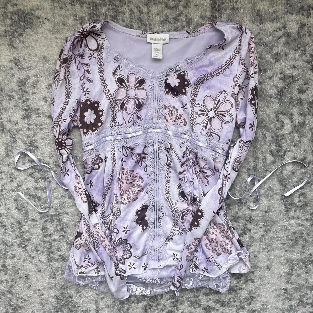Y2k milk maid lace floral long sleeve top Limited... - Depop