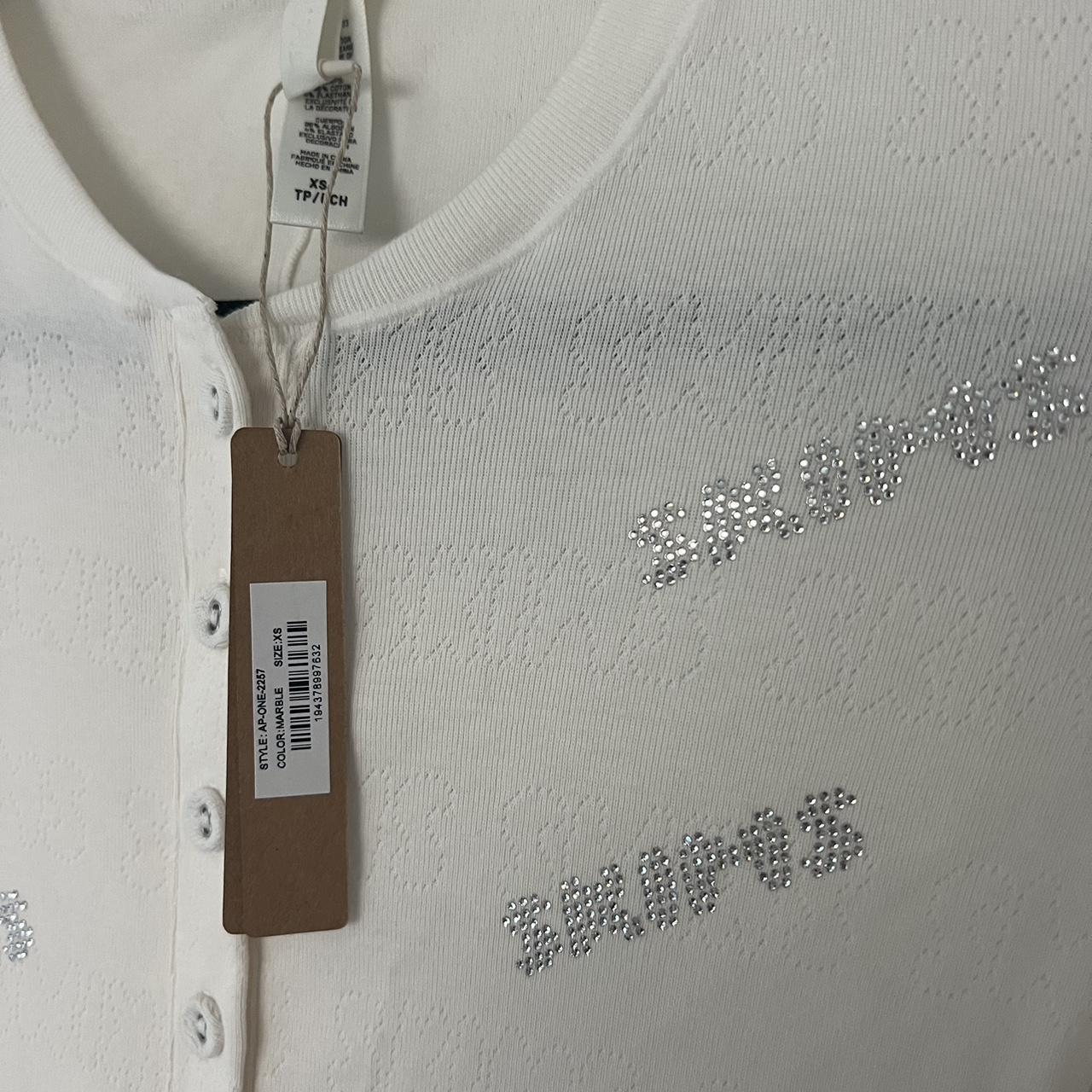 SKIMS Rhinestone Pointelle Onesie Bodysuit FREE... - Depop