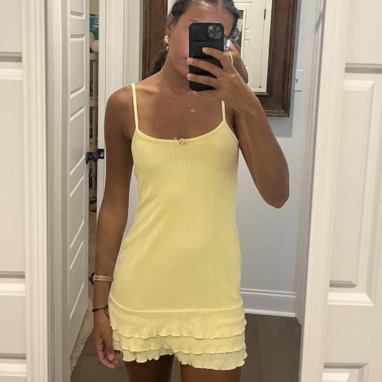 Edikted yellow ruffle mini dress - NEVER WORN WITH... - Depop
