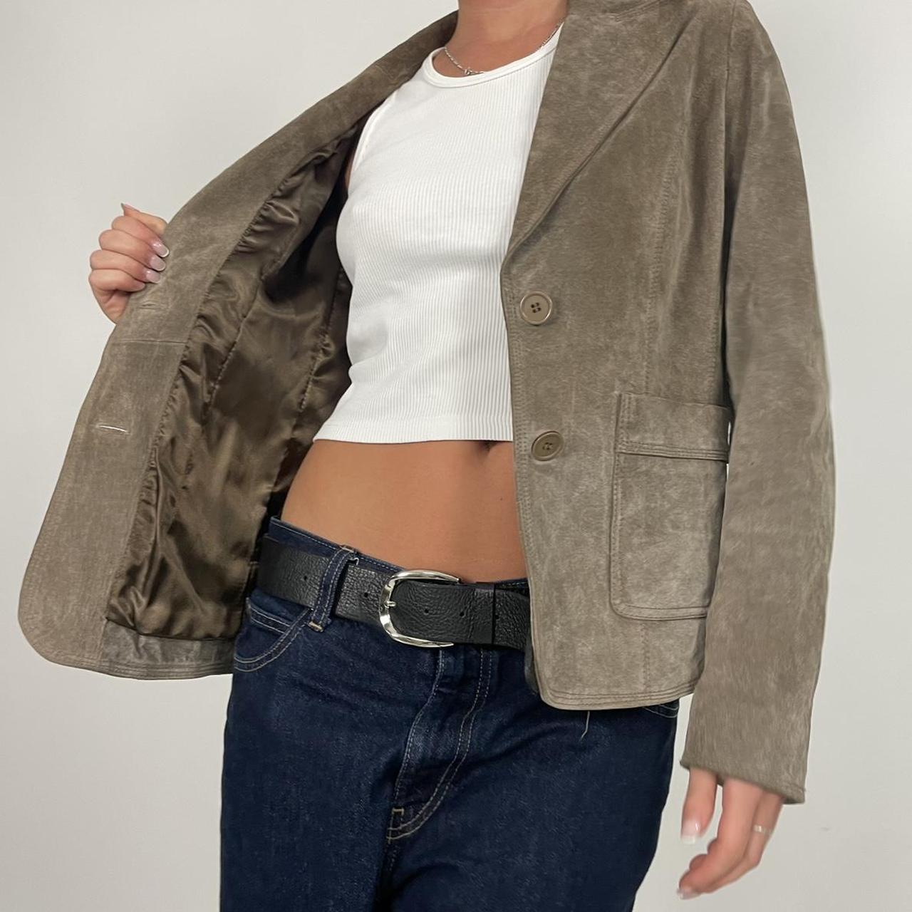 Light brown suede jacket seen on size 8 - Depop