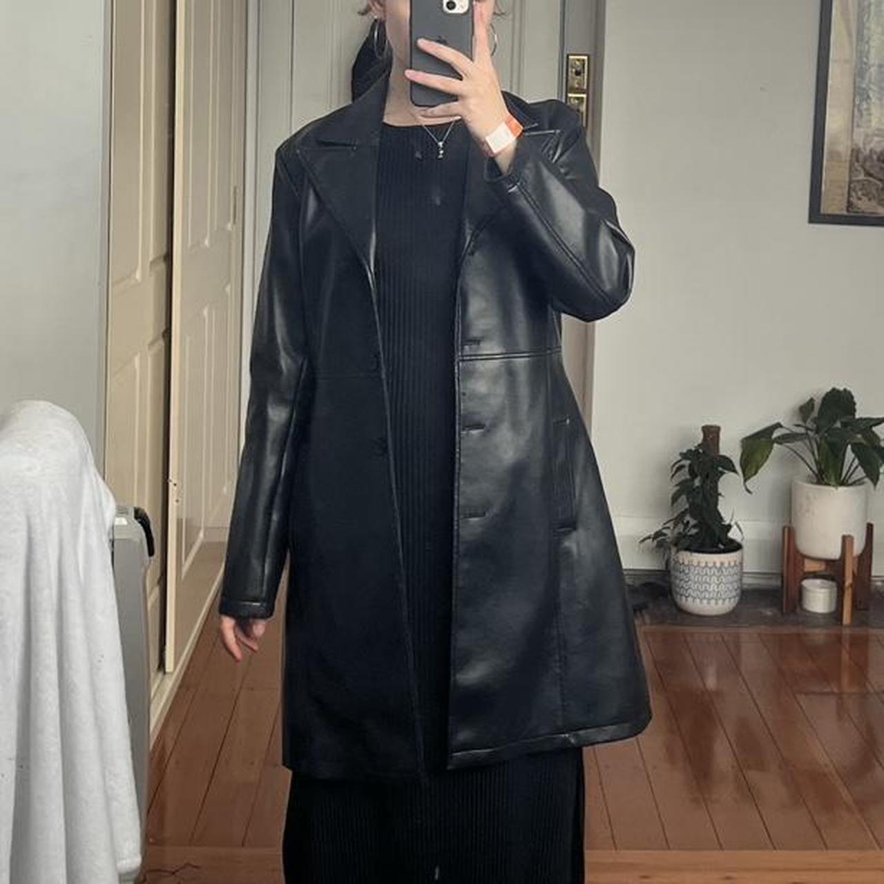 perfect matrix long black jacket / coat / trench... - Depop