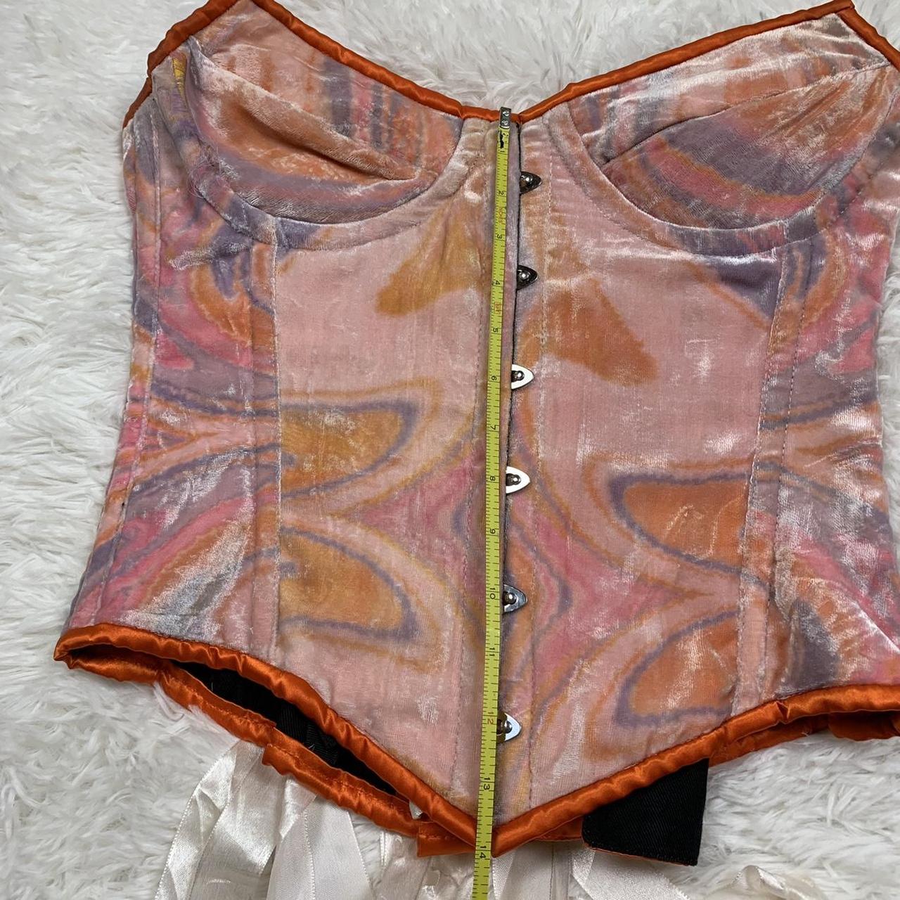 velvet multicolor lace up corset bustier size... - Depop