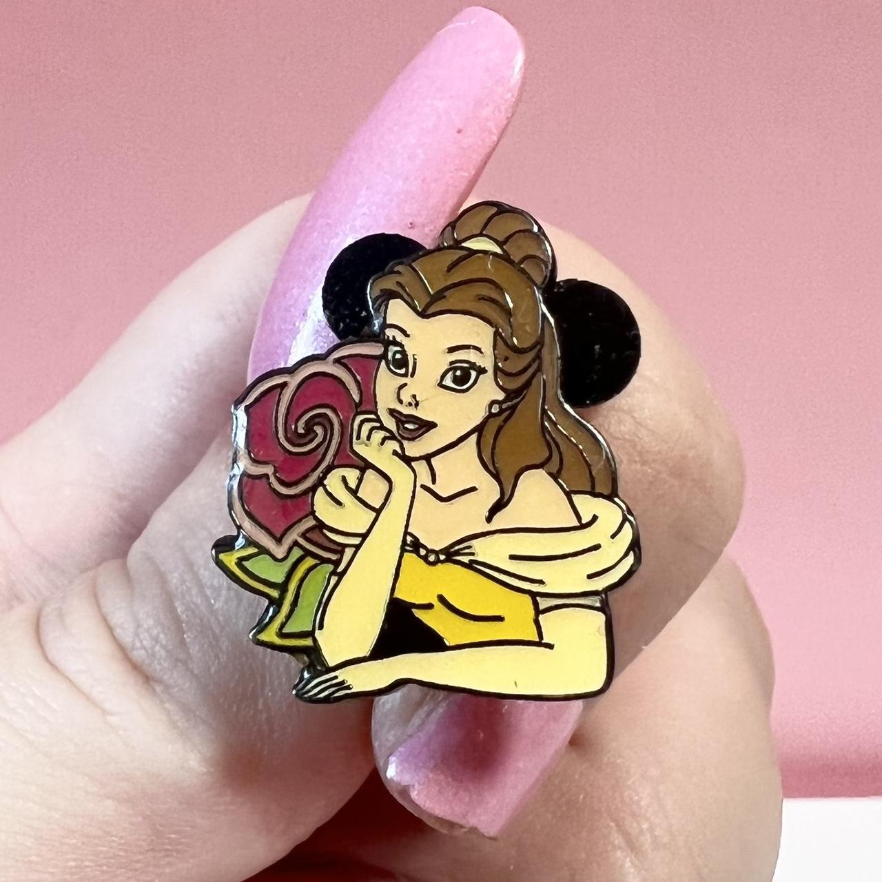 Disney beauty and the beast belle rose mini pin -... - Depop