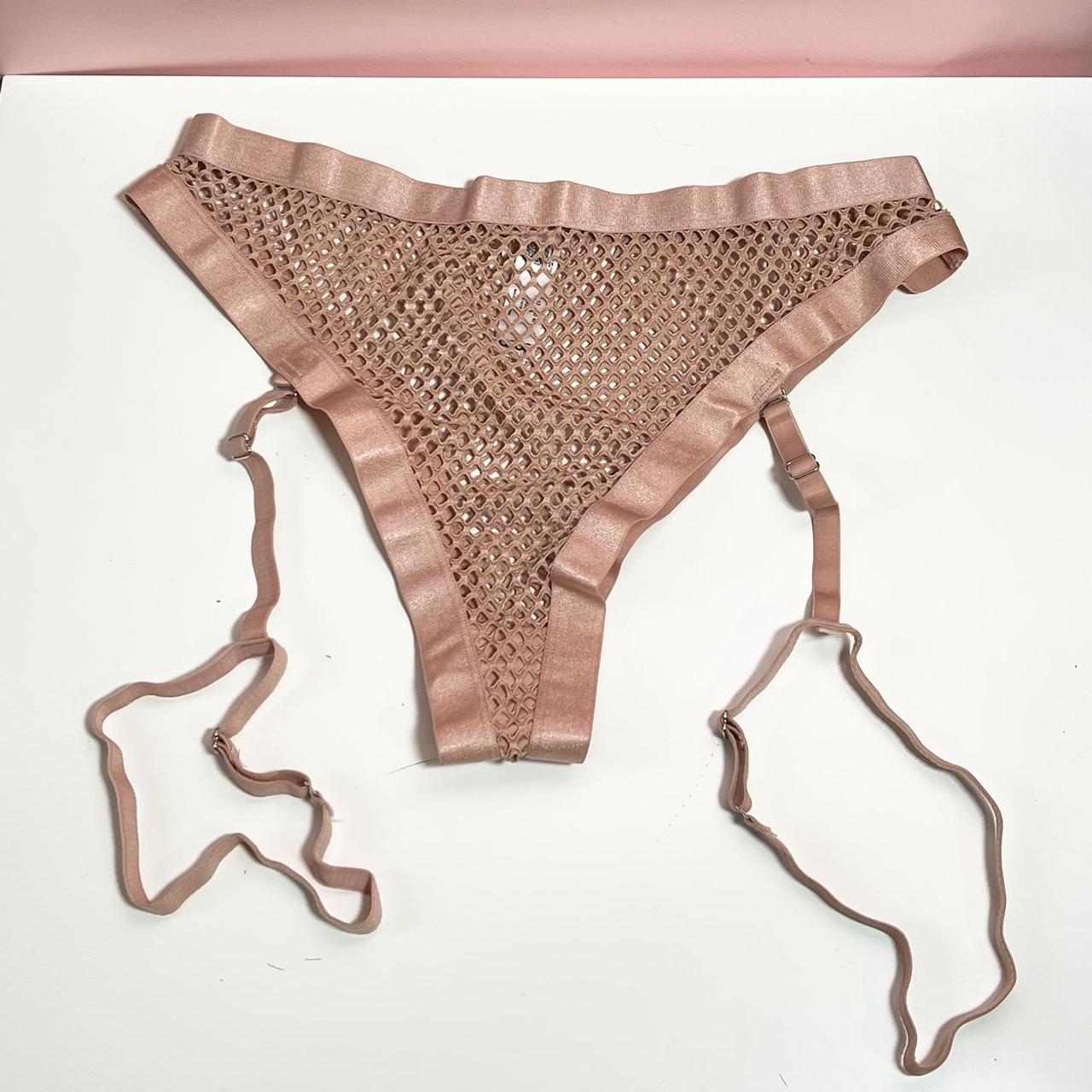Asos peachy pink nude fishnet lingerie panties with... - Depop