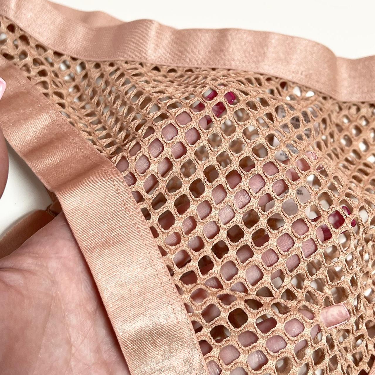 Asos peachy pink nude fishnet lingerie panties with... - Depop