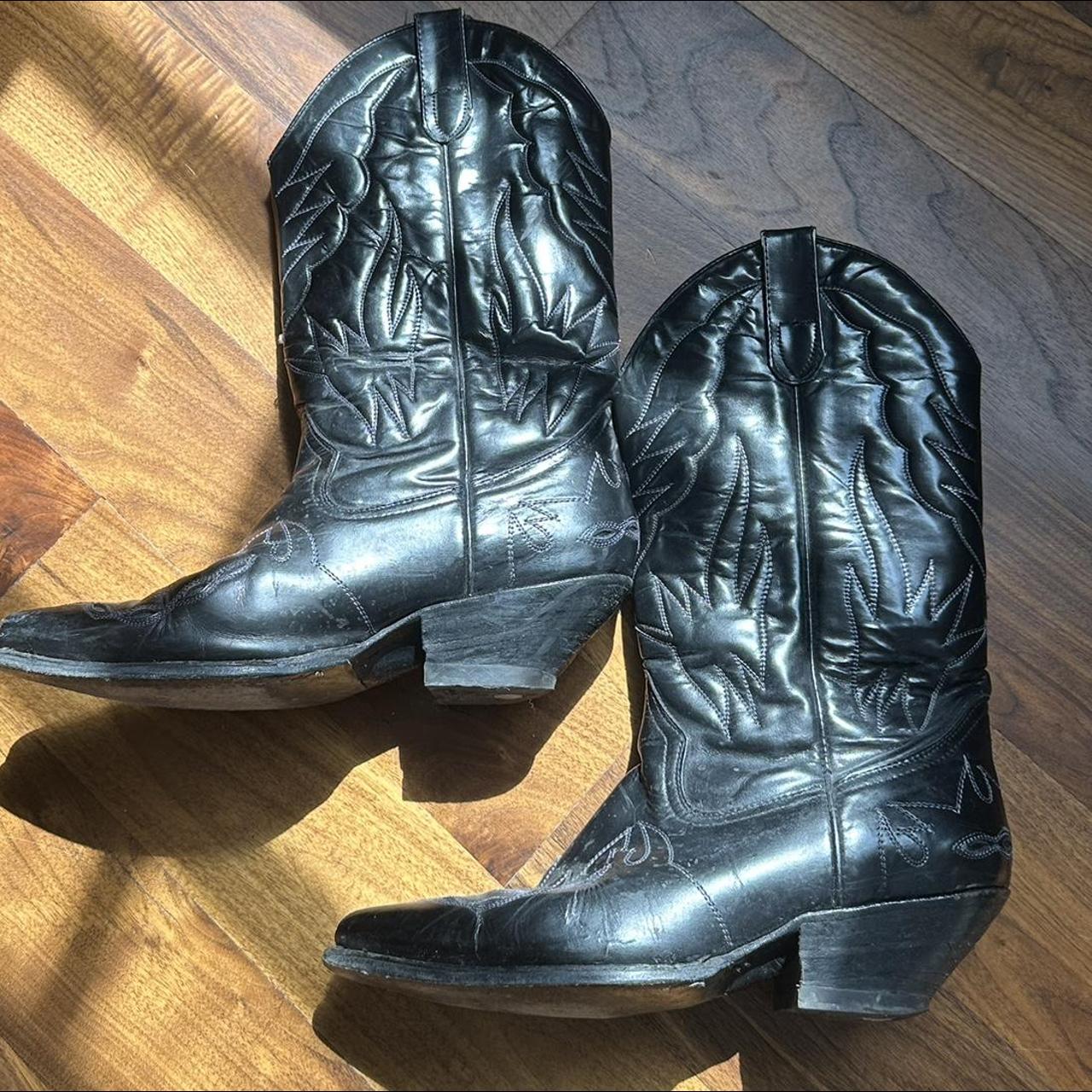 Black Cowboy Bootsss Slick black cowboy boots... - Depop