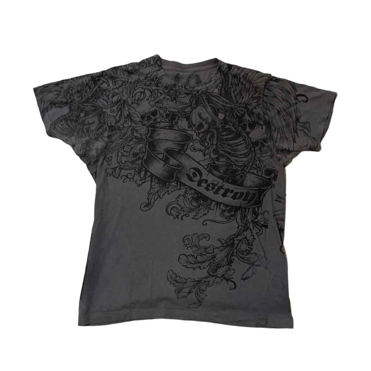 Grunge Mallgoth Skull Graphic Shirt Size:... - Depop