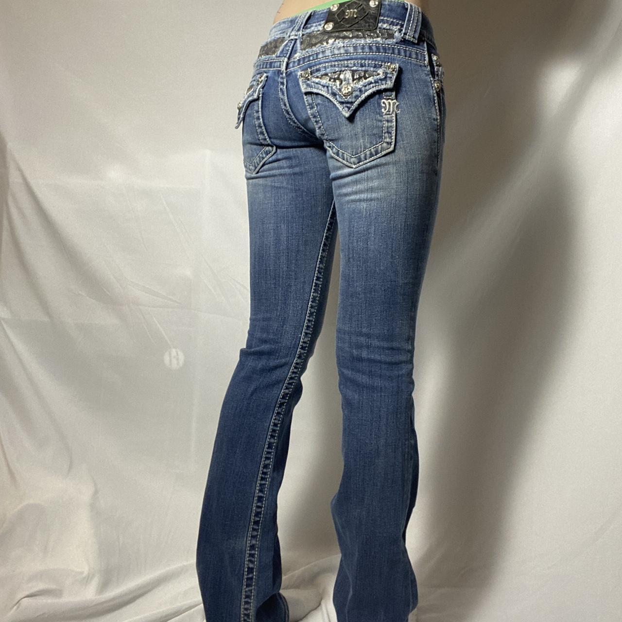 y2k low rise flared bedazzled miss me jeans, brand... - Depop