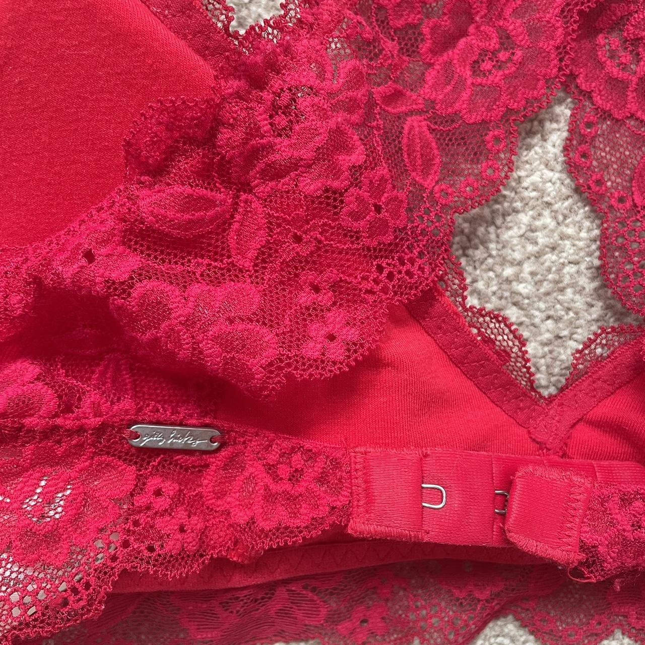 Gilly Hicks red lace bralet - size small - hardly... - Depop