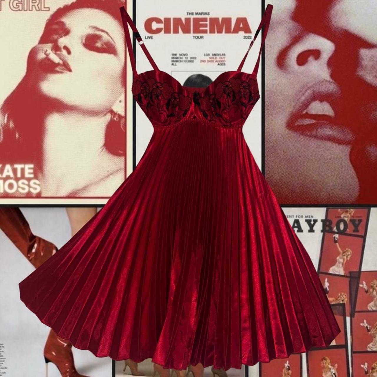 💋 Vintage Cinema Etoile Ruby Red Silk Sweetheart... - Depop