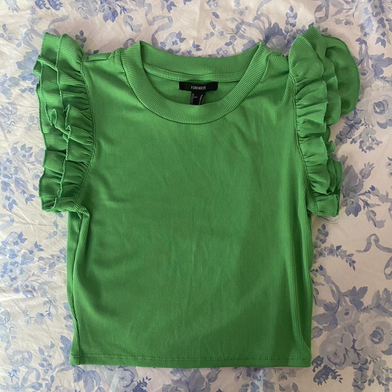 green ruffle crop top