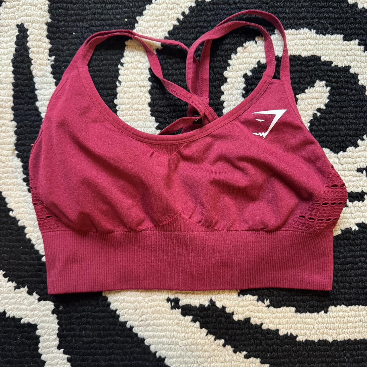 Red gym shark sports bra #gymshark - Depop