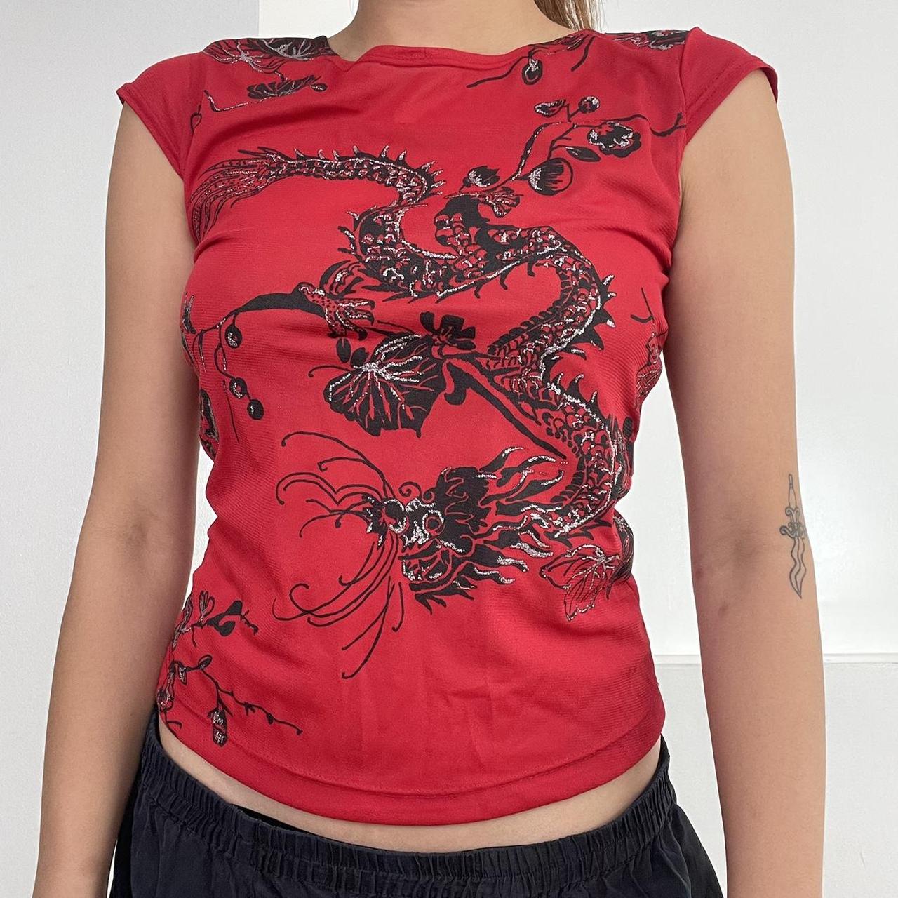 y2k dragon mesh top Detail: Vintage 2000s y2k... - Depop