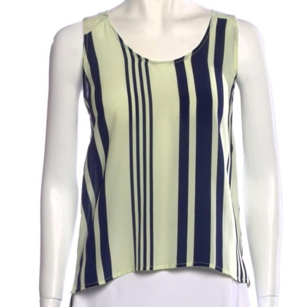 Jenni Kayne Women's Blouse Size S Yellow Navy Blue... - Depop