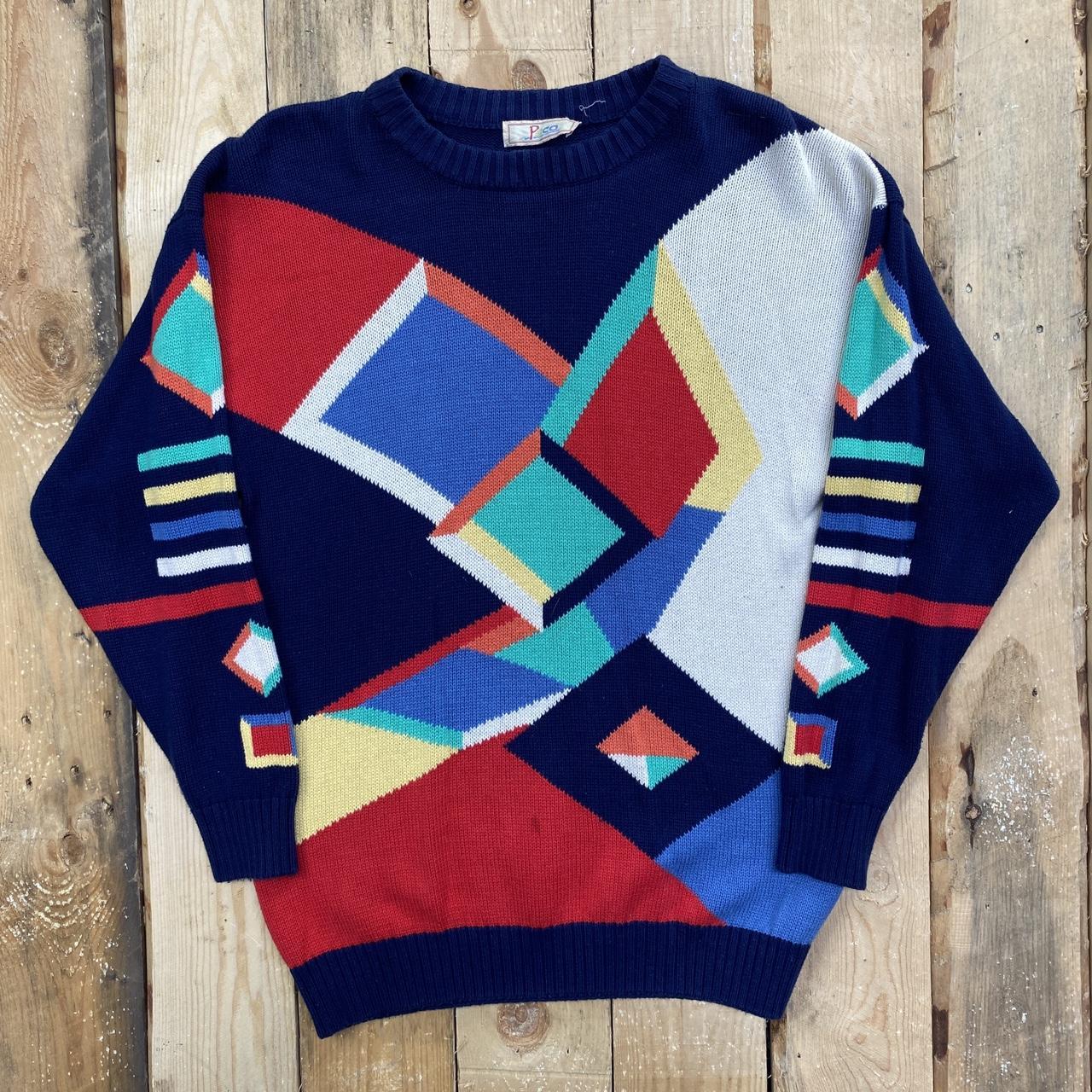 Vintage 90s Paco Abstract Knitted Jumper Vintage... - Depop