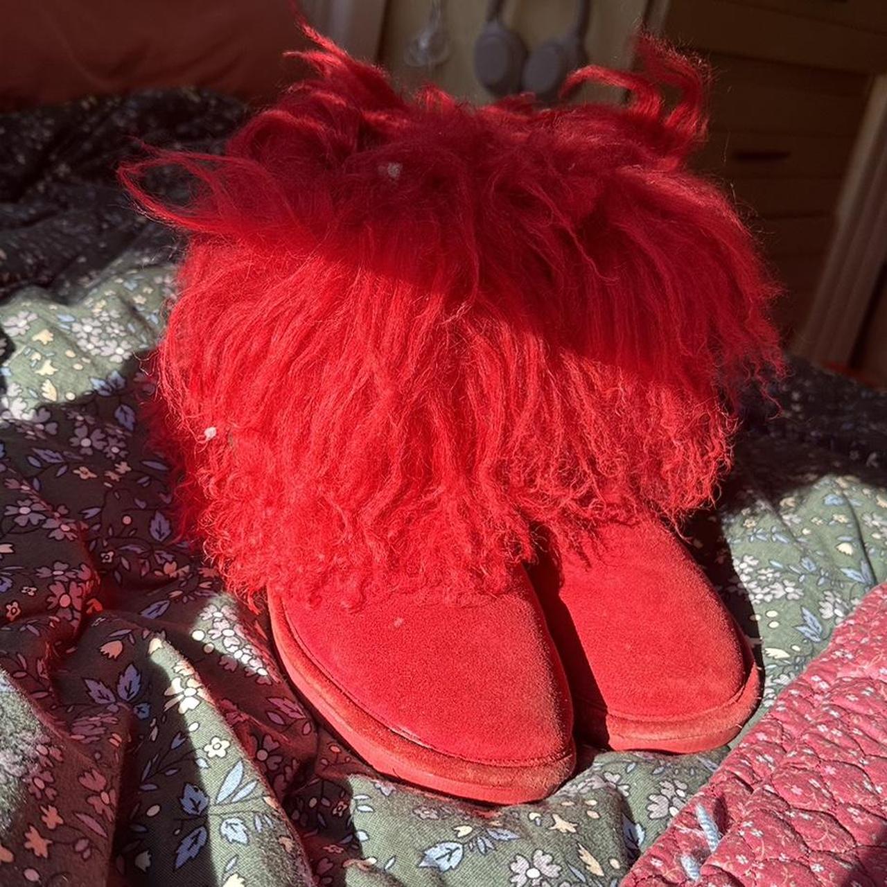 Red Faux Fur Booties - ️🧸 These are like new... - Depop