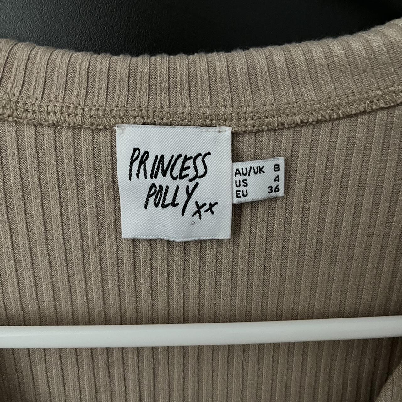 Princess Polly beige long sleeve polo top Size 4 - Depop