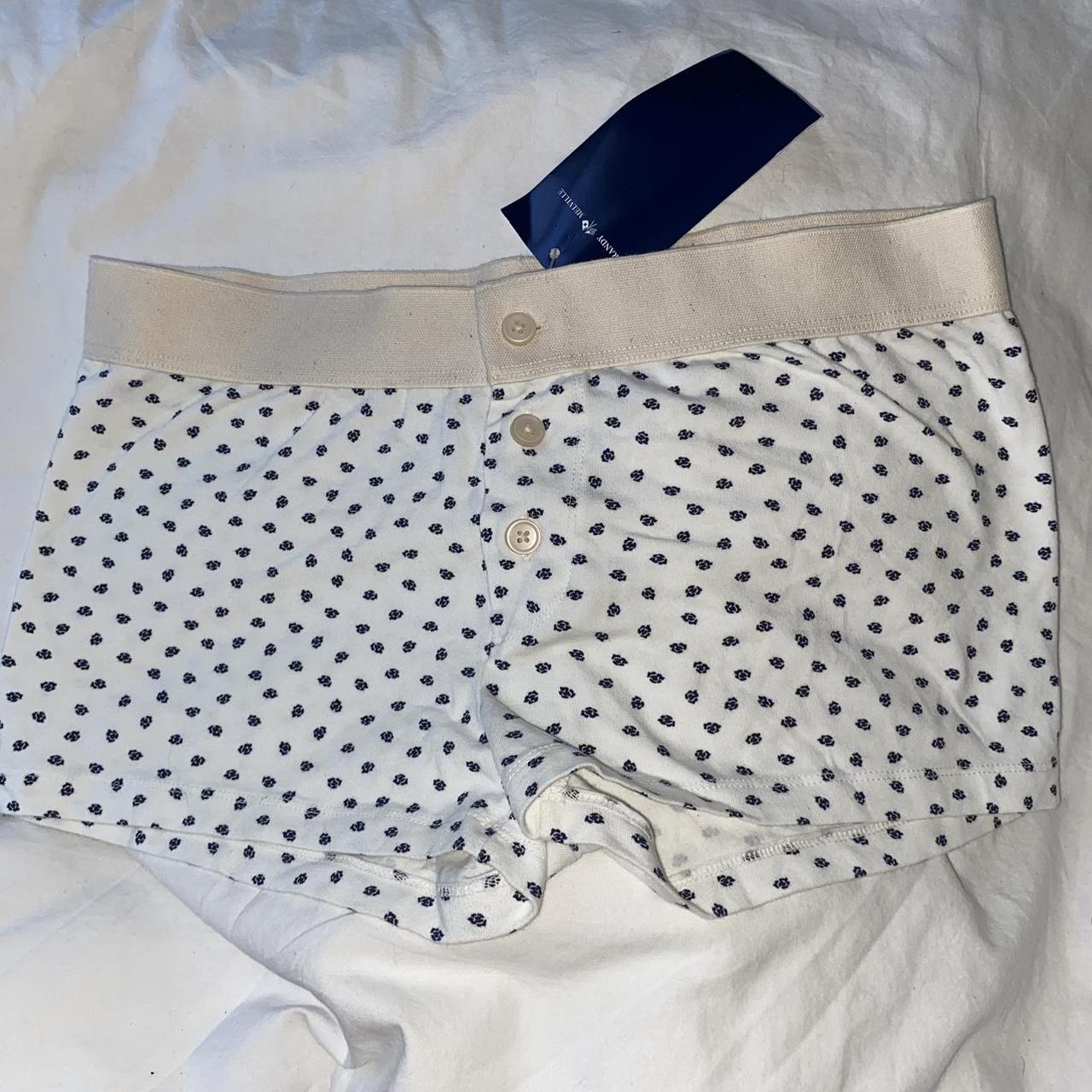 brandy boyshort white with blue flowers