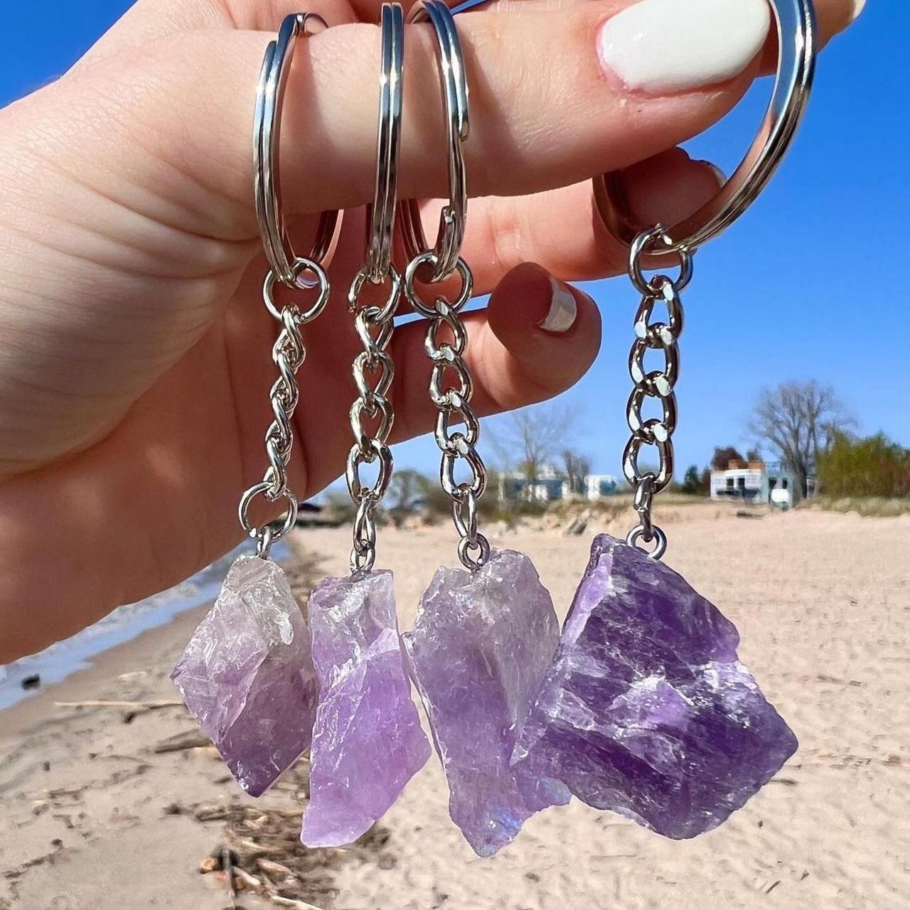 Amethyst keychain 3$ each #crystals... - Depop