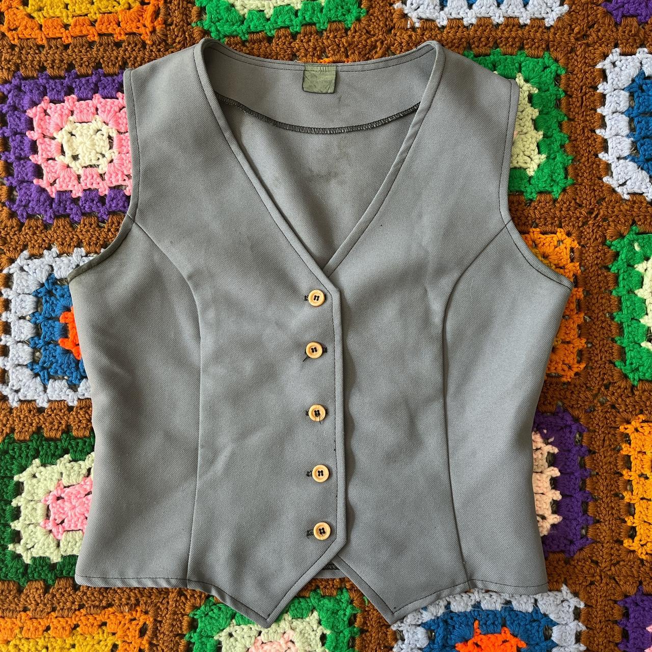Women's Blue and Grey Waistcoats-vests | Depop