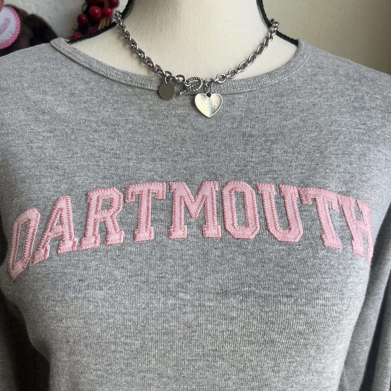 Grey long sleeve Dartmouth shirt with pink lettering... - Depop