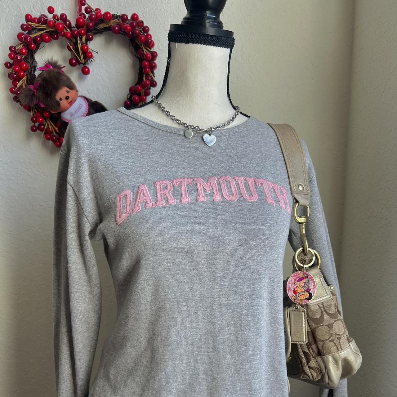 Grey long sleeve Dartmouth shirt with pink lettering... - Depop