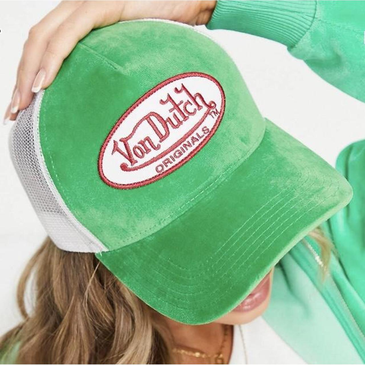 Von Dutch Green Velvet Trucker Cap. Deep green... - Depop