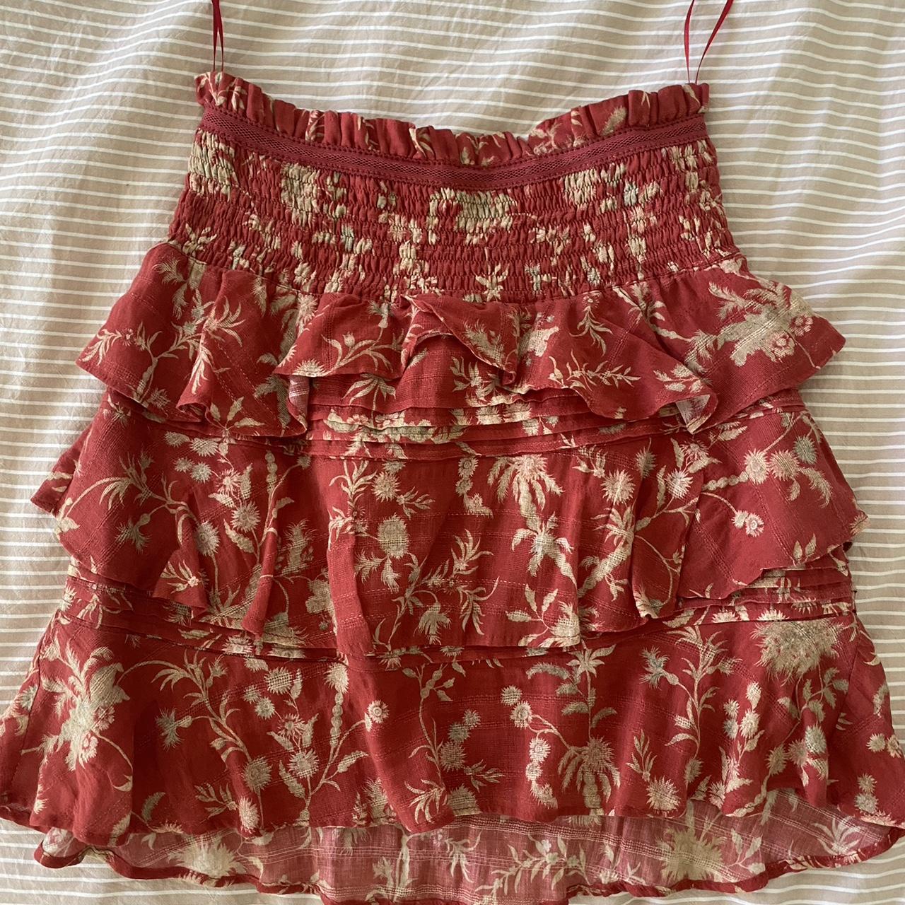 SIR red ruffle mini skirt Perfect Condition Size 1 - Depop