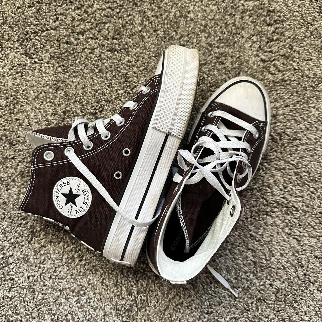 Chocolate brown high top converse 🤎 Platform soles.... - Depop