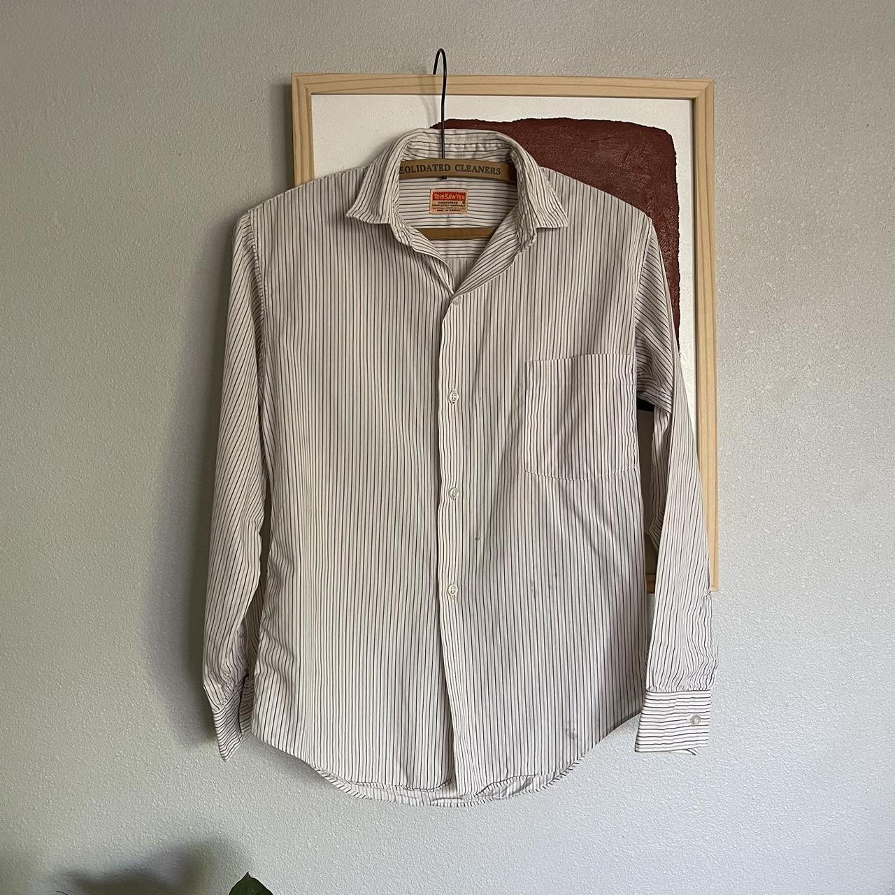 1950s Tom Sawyer sanforized striped button... - Depop