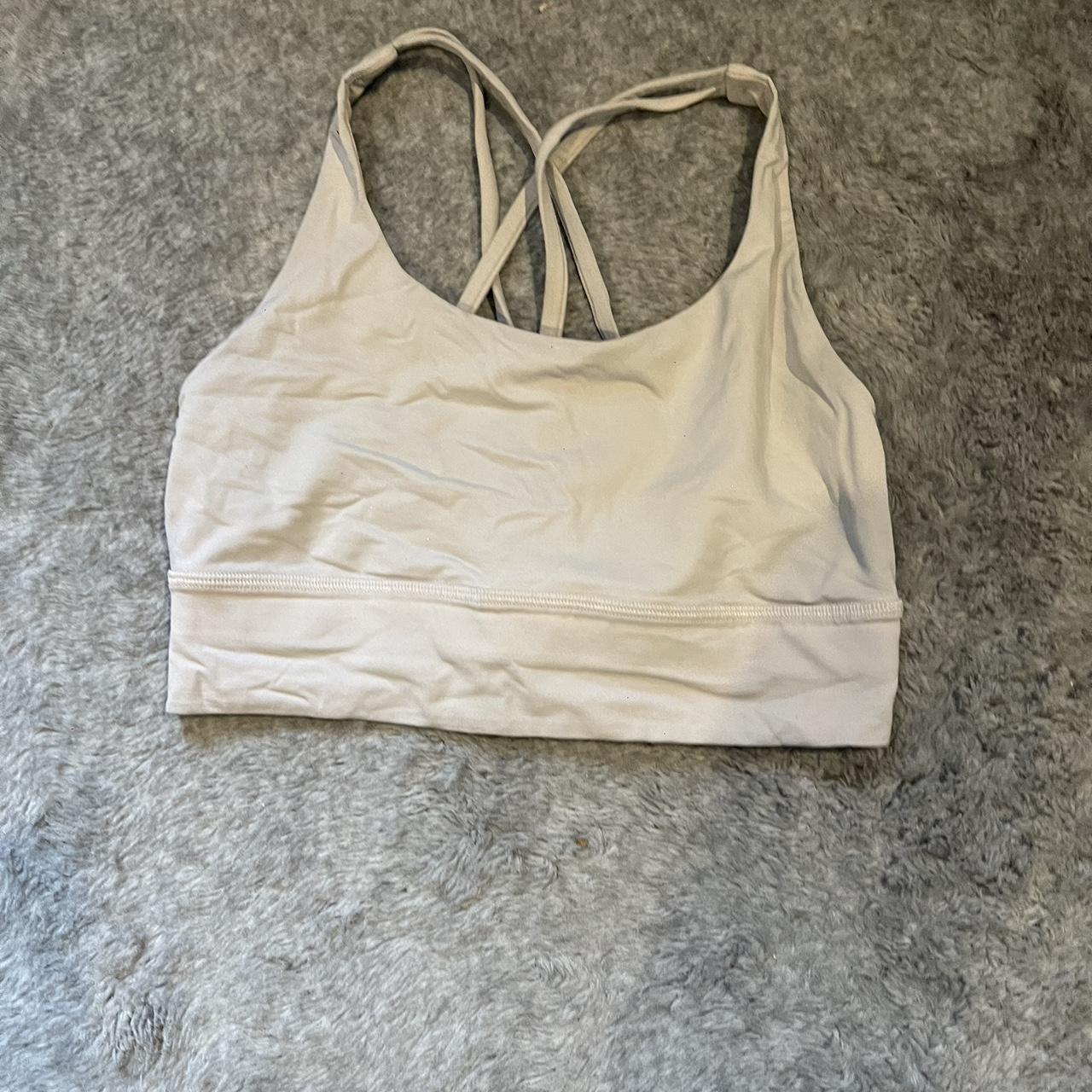 Lululemon Women's Cream and Pink Crop-top | Depop