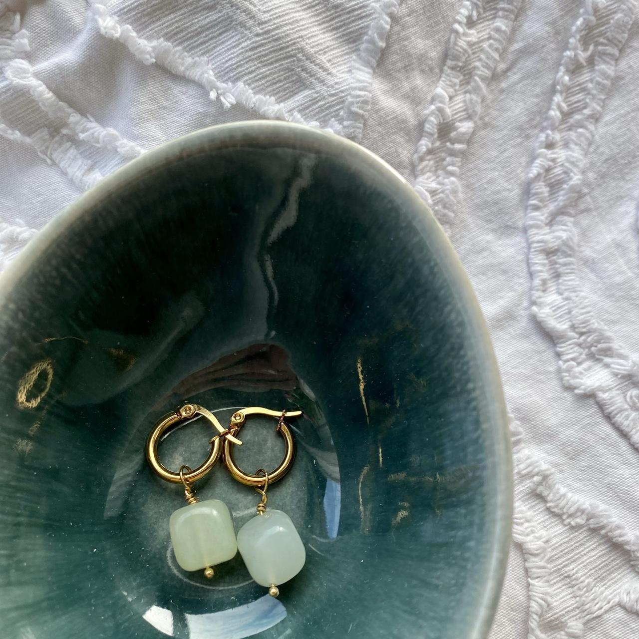 🌿CHUNKY JADE HOOPS 🌿 WATERPROOF JEWELLERY! ... - Depop