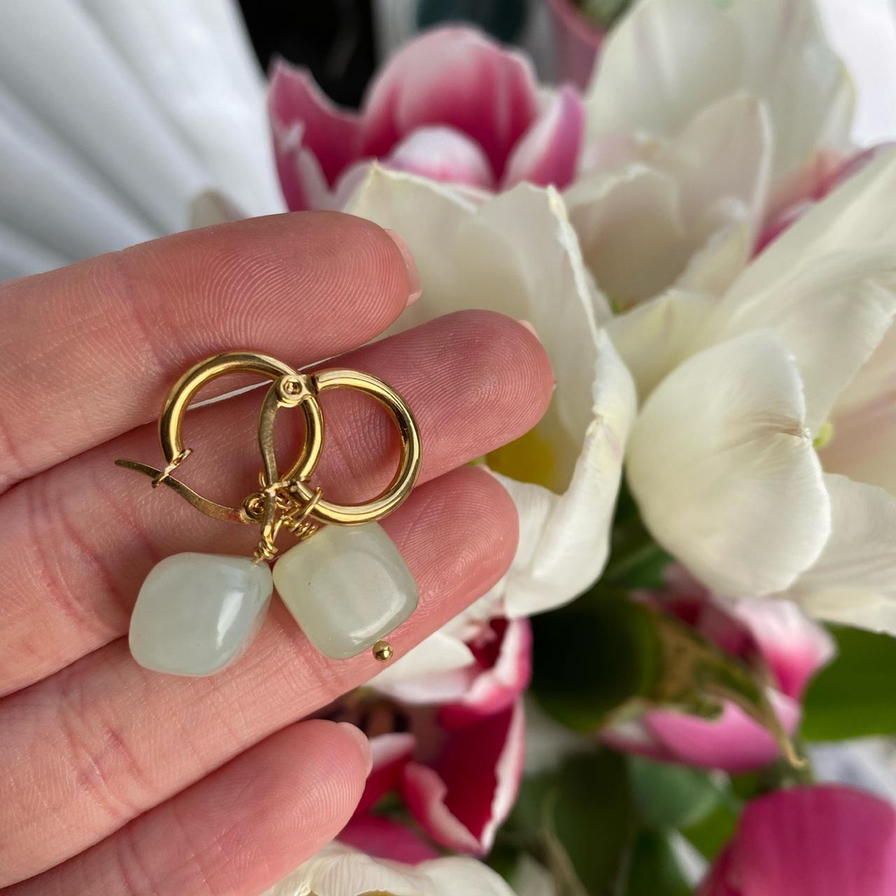 🌿CHUNKY JADE HOOPS 🌿 WATERPROOF JEWELLERY! ... - Depop