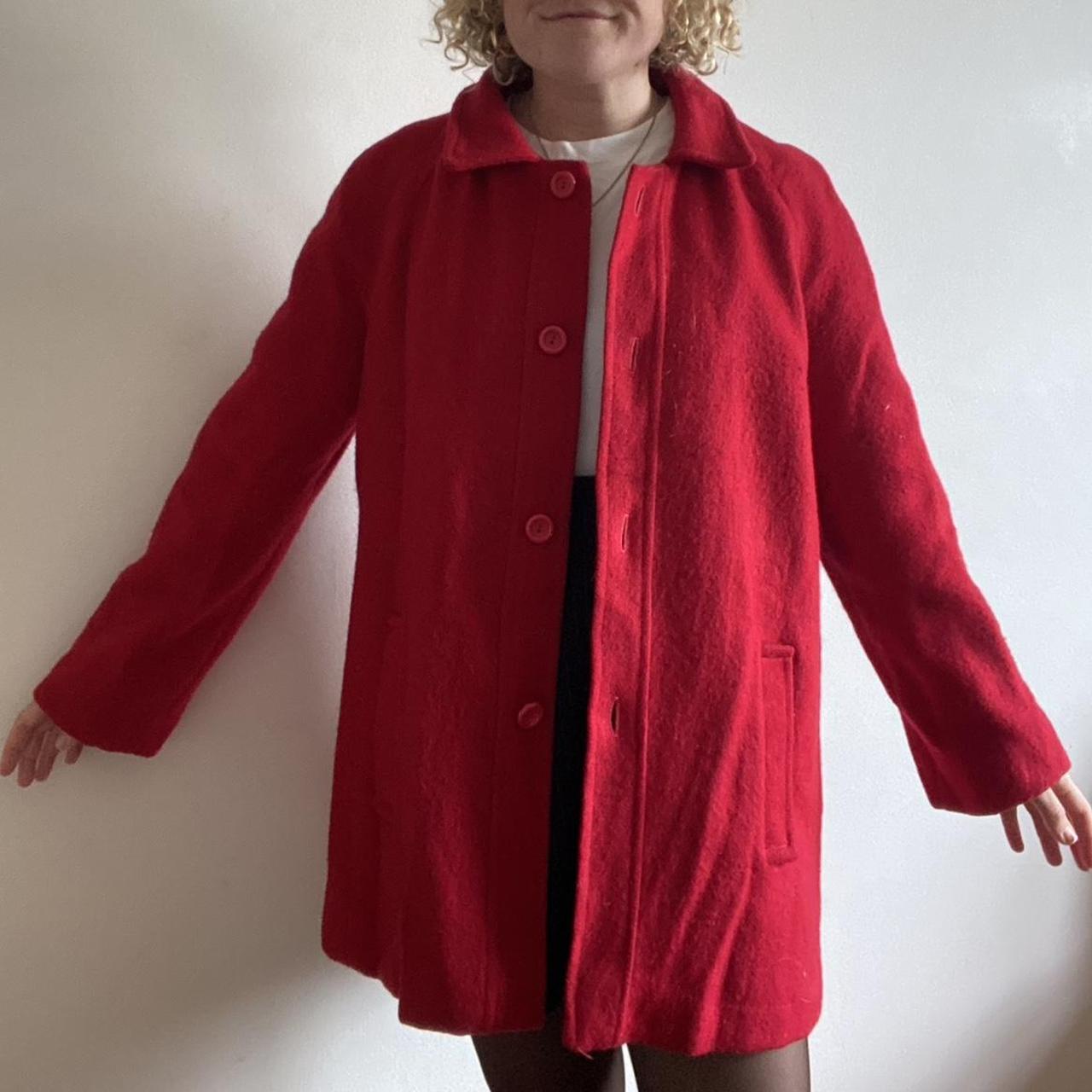 super sweet vintage cherry red wool coat 🍒 made in... - Depop