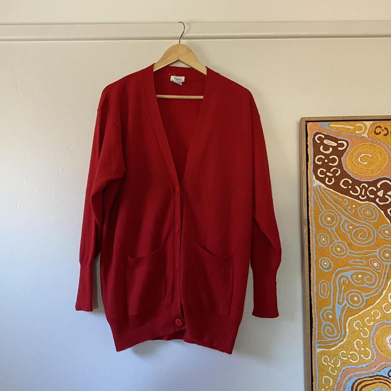 vintage cherry red wool cardigan ️ so sweet and 100%... - Depop