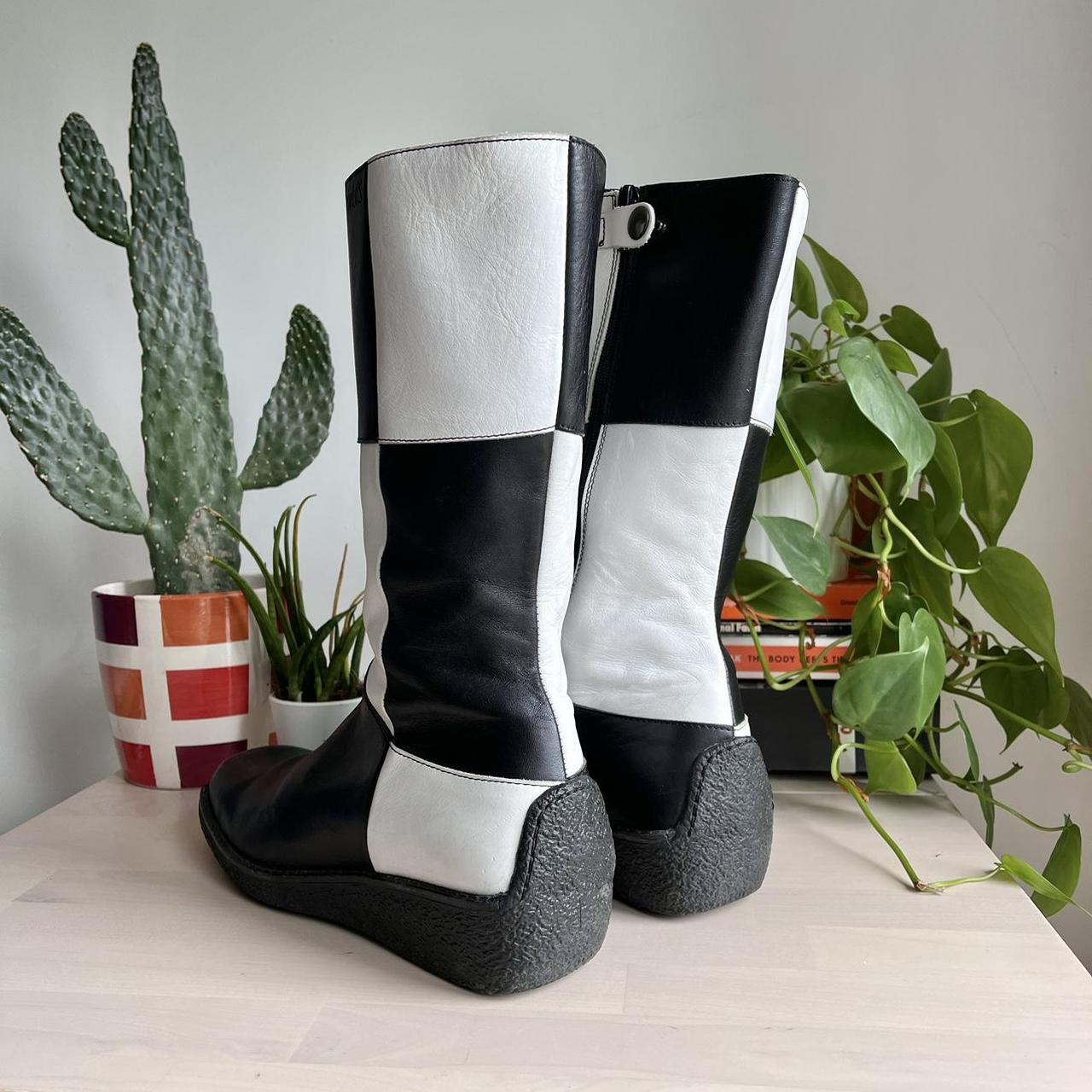 🍒 Vintage Checkerboard Leather Boots 🍒 Unreal... | Depop