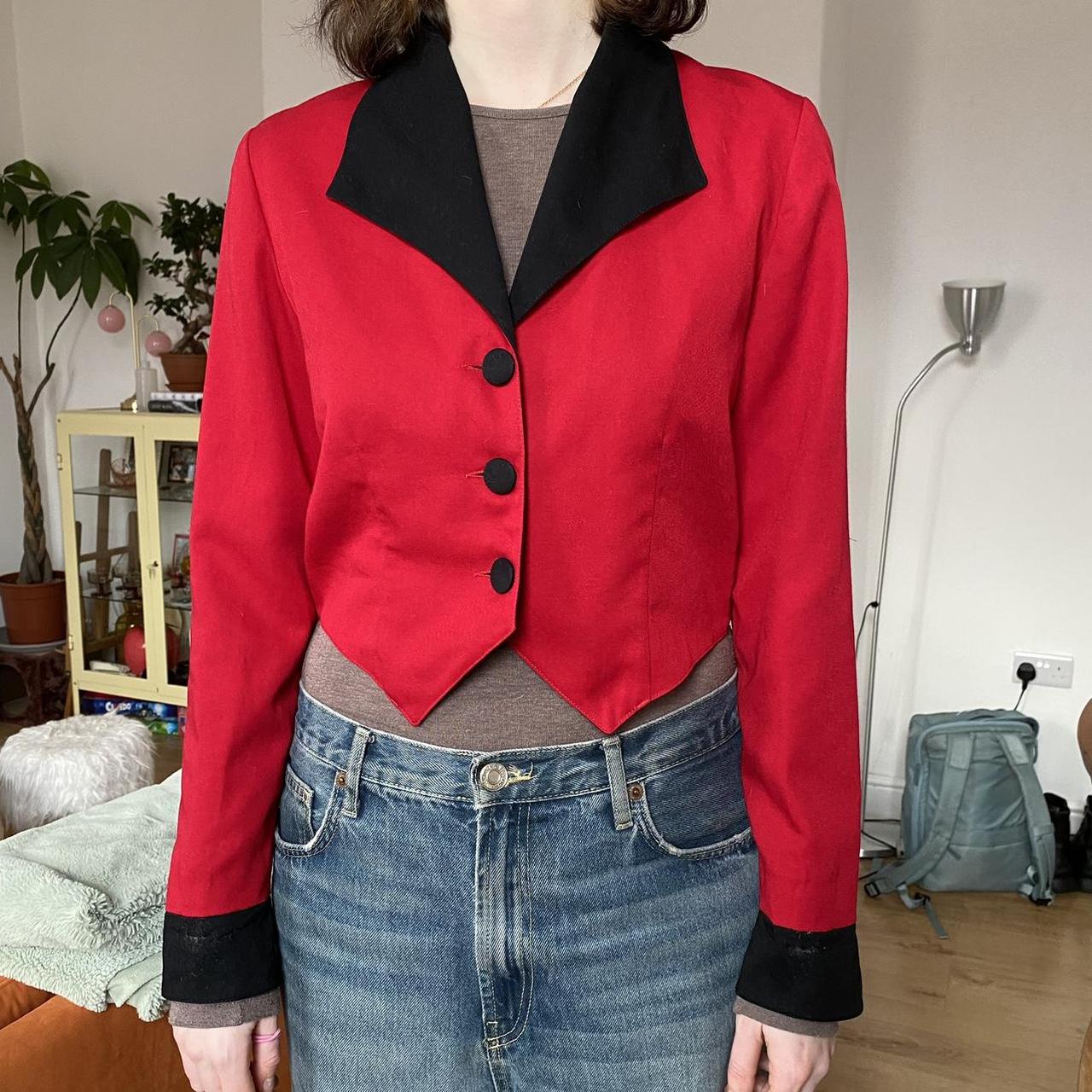 Stunning vintage red cropped jacket Size 10 Great... - Depop