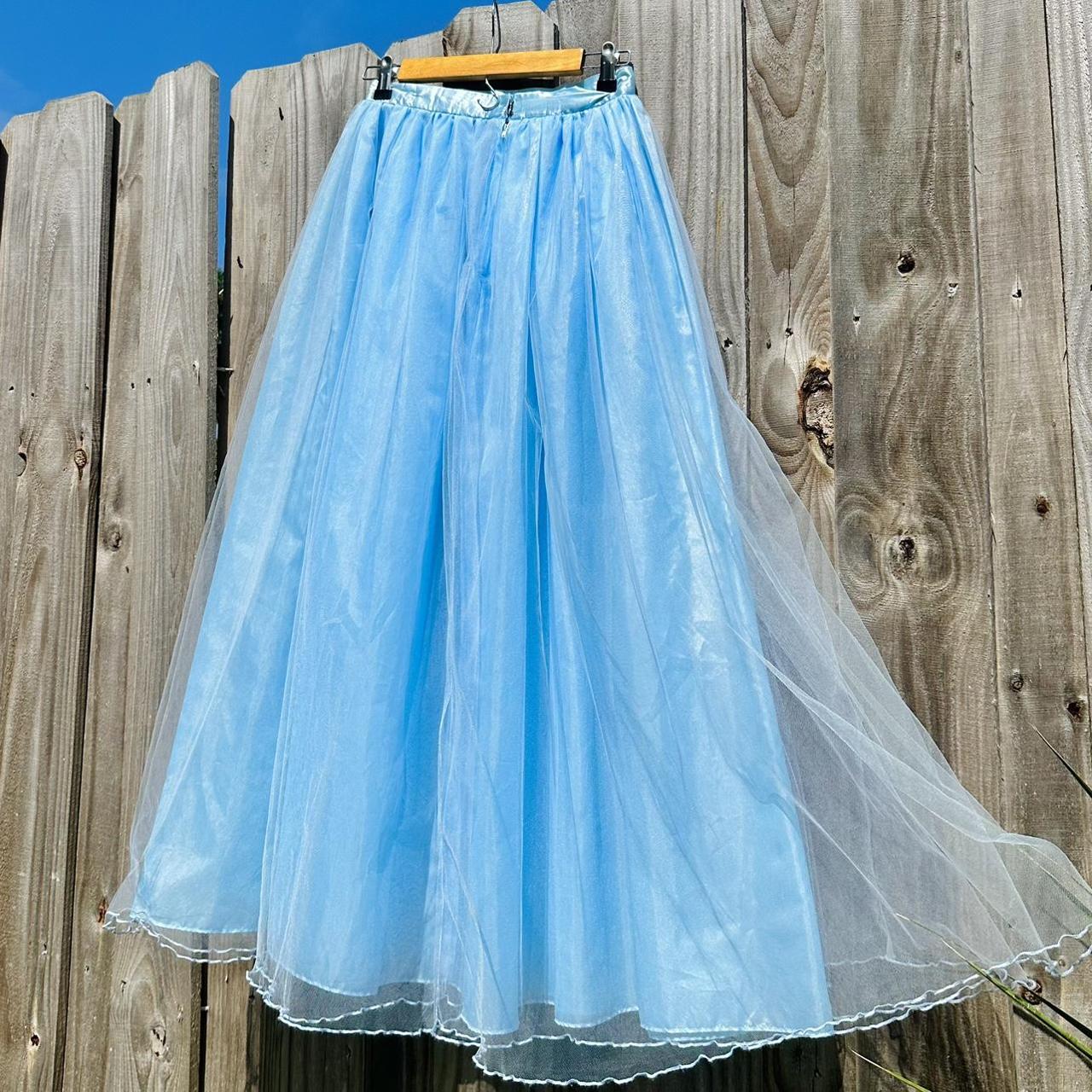 1950s rare baby blue net mesh ball gown... - Depop